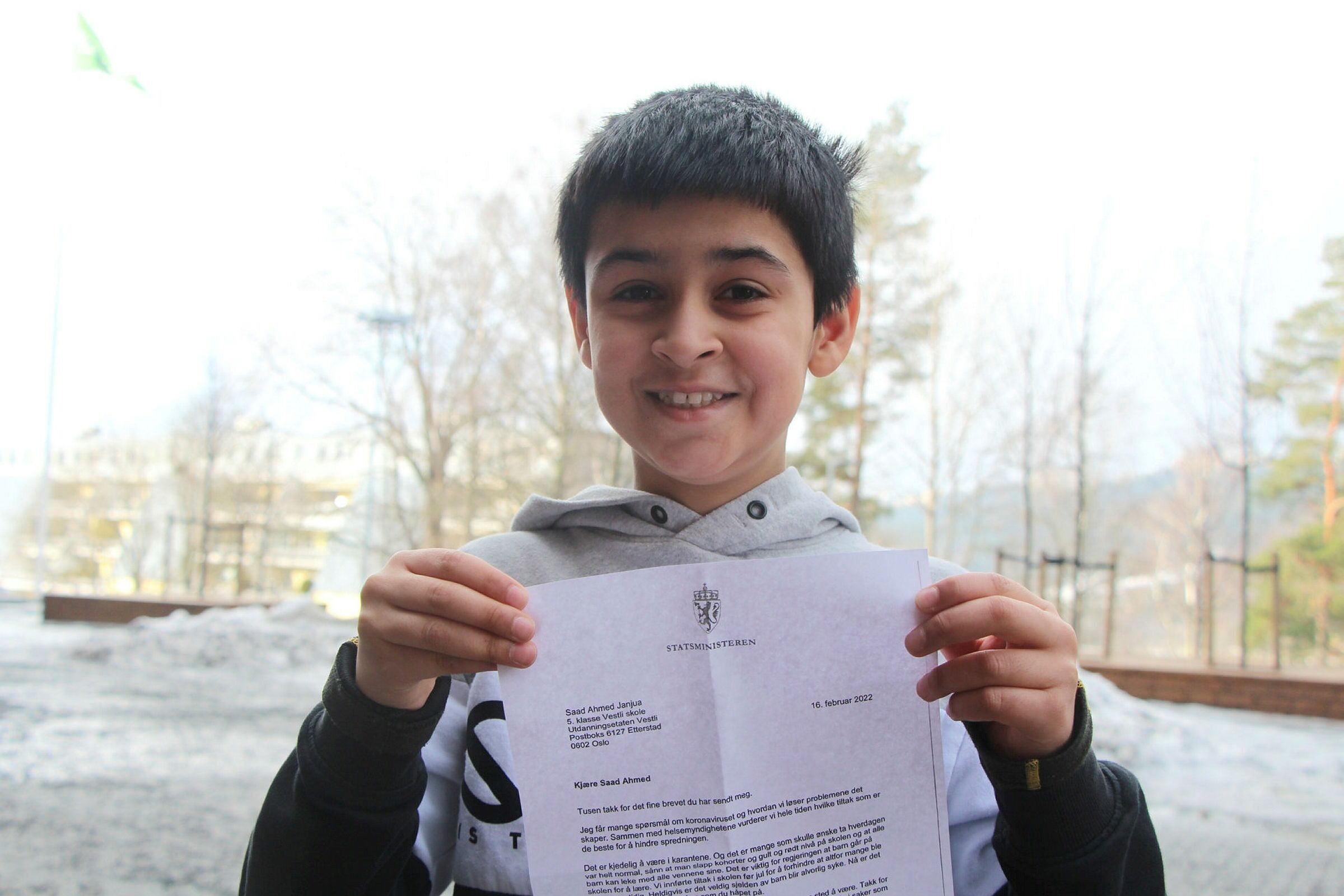Saad på Vestli skole fikk brev fra statsminister Jonas Gahr Støre
